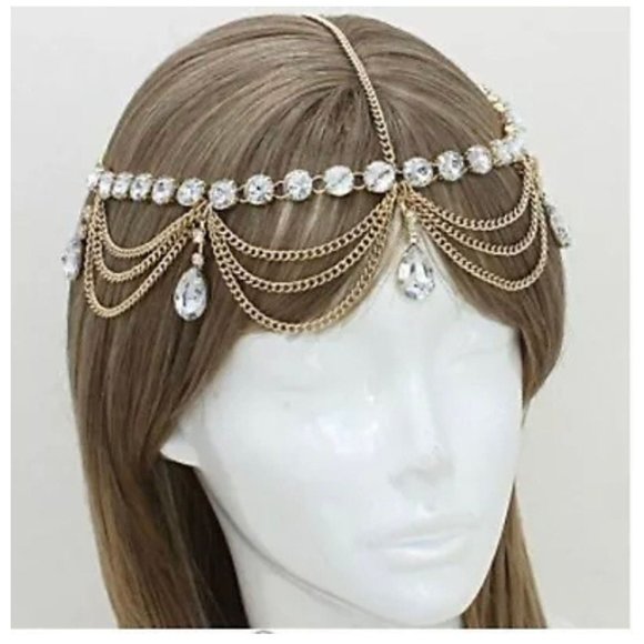Accessories | Head Chain Gold Head Chain Bridal Head Chain Crystal Head ...